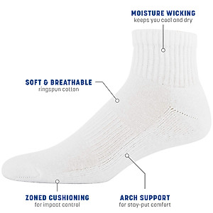 Gildan Men's Active Cotton Ankle Socks, 10-Pairs, White, Shoe Size: 6-12