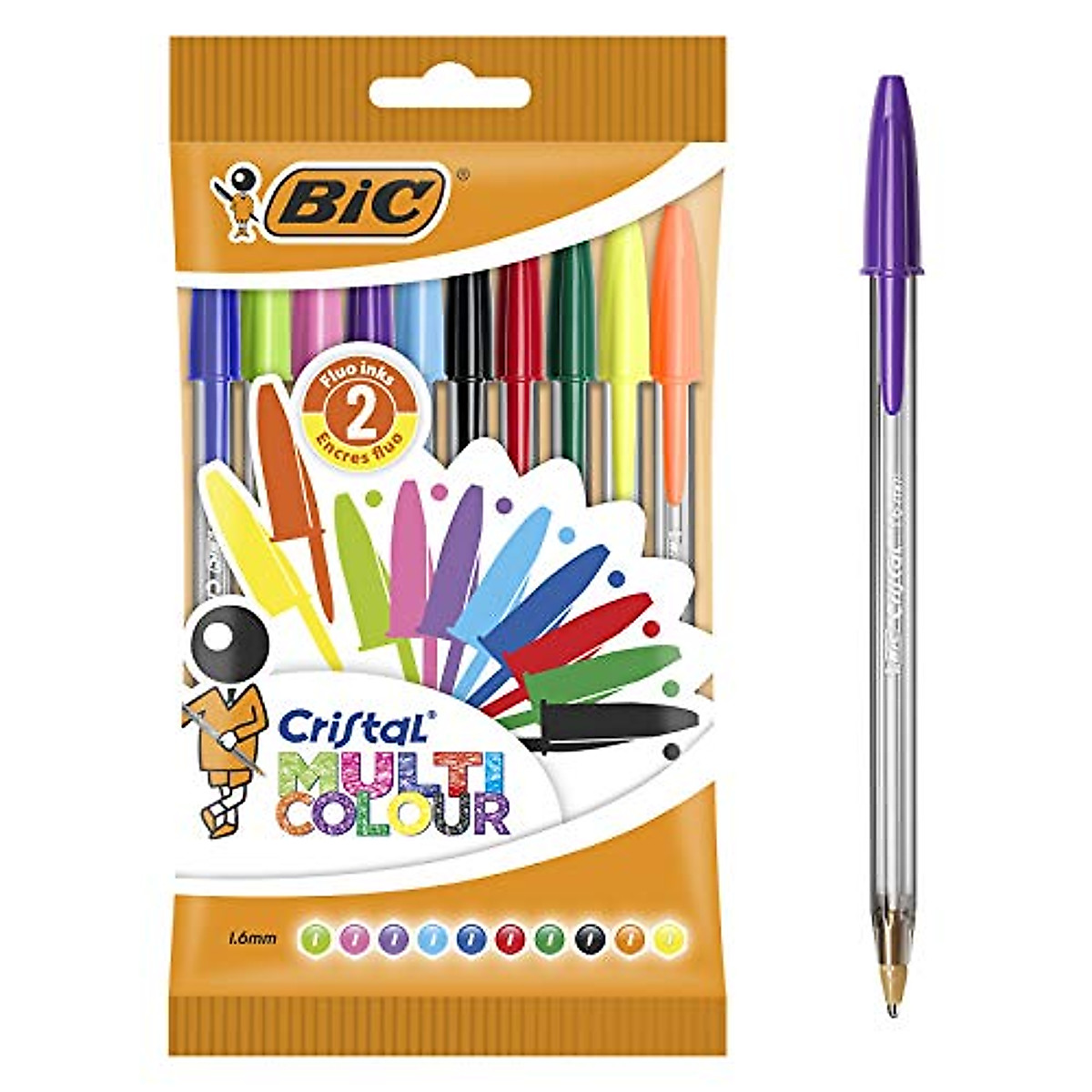 BIC Crystal Multicolour – Pen Bag Pack of 10 multicoloured