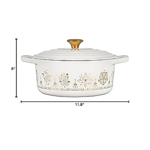Le Creuset Noël Collection Enameled Cast Iron 12 Days of Christmas Round Dutch Oven, 3.5 qt., White