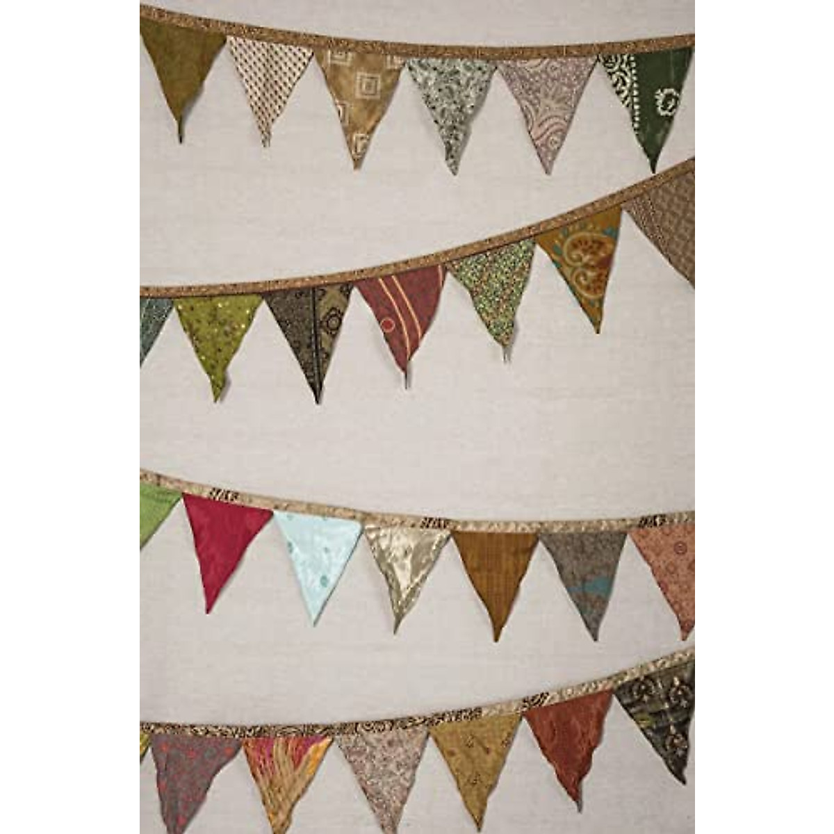 Silk handmade Bunting garden decoration, recycled prayer flags Door valance Wall hanging