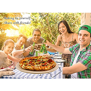 13 Inch Round Pizza Stones for Grill and Oven, Cordierite Baking Stones Set with Serving Rack & Cutter, Durable and Safe Cooking Stone Pan for Bread