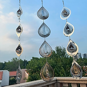 Water Droplets Bird Scare Discs Set-Highly Reflective Double-Sided Bird Reflectors, Extra Sparkly Metal Wind Spinner Outdoor Garden Decor, Decorations to Scare Away Yard Birds