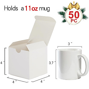 MESHA 4x4x4'' White Gift Boxes 50 PC Small Gift Boxes Bulk with Lids, Kraft Paper Gift Boxes for Presents, White Bridesmaid Proposal Box, Favor Boxes, Small Boxes for Packaging