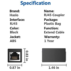 RJ45 Coupler 5 Pack Shielded Inline Gigabit Ethernet LAN Internet Network Patch Couplers Connectors for Cat7/Cat6a/Cat5e Ethernet Cable Extender Adapter Female to Female – Black