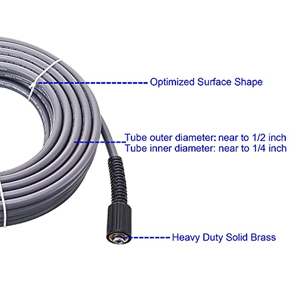RIDGE WASHER Pressure Washer Hose 50 FT, 1/4 Inch Pressure Washer Hose for Most Brands, with M22 14mm Fitting, 3600 PSI