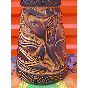 20" Tall (M8) Elephants Deep Carved Djembe Bongo Drum with Free Cover