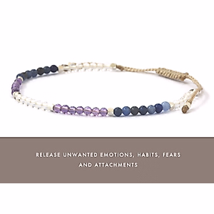 BALIPURA - Let Go Aura Bracelet for Women - 2mm SMALL (TINY) BEADS Healing Crystal, Natural Gemstones, Clear Quartz - 925 Solid Silver Beads - Essential Women Real Stone - (Let Go)…