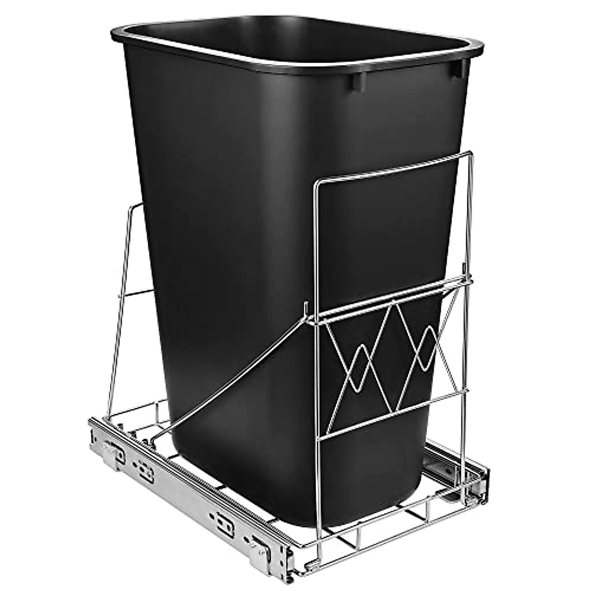GRIKODA Pull Out Trash Can Under Cabinet, Kitchen Adjustable Sliding Waste Bin Frame,Trash Can Not Included