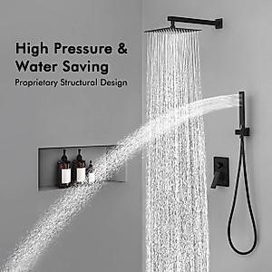 KES Shower Faucet Set, 10 Inches Rain Shower Head with Handheld Spray, Shower System Pressure Balance Wall Mounted (cUPC Certified Shower Valve Included), Matte Black, XB6230-BK