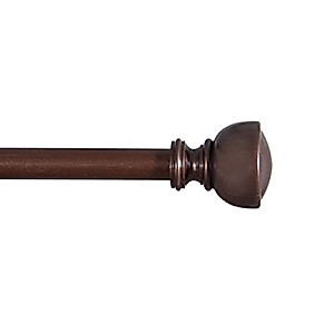 Interior Living 28-48 in. Petite Café Adjustable Knob End Curtain Rod, 1/2 in. Diameter, Brown