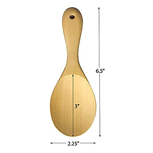 Panwa Traditional Sticky Rice Paddle Wooden Spoon (2 pc Set) Authentic THAI Up-Country Chef Solid One-Piece Natural Wood Serving Ladle, 100% Safe for Non-Stick Cookware