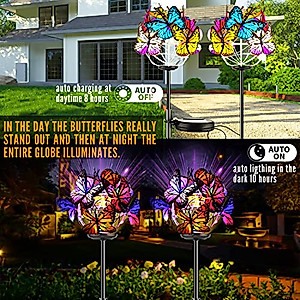 HTZNHXT Outdoor Solar Garden Butterfly Lights, Waterproof Butterflies Ground Lights, Multi-Color Changing LED Light for Yard, Garden, Deck, Lawn, Patio, Walkway Decor