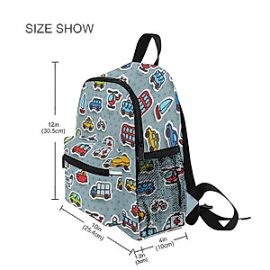 OREZI Cute Cartoon Cars Transport Pattern Toddler Backpack for Boys Girls,Kid's Backpack Schoolbags for Kindergarten Preschool Toddler Travel Bag Snack Bag With Chest Clip