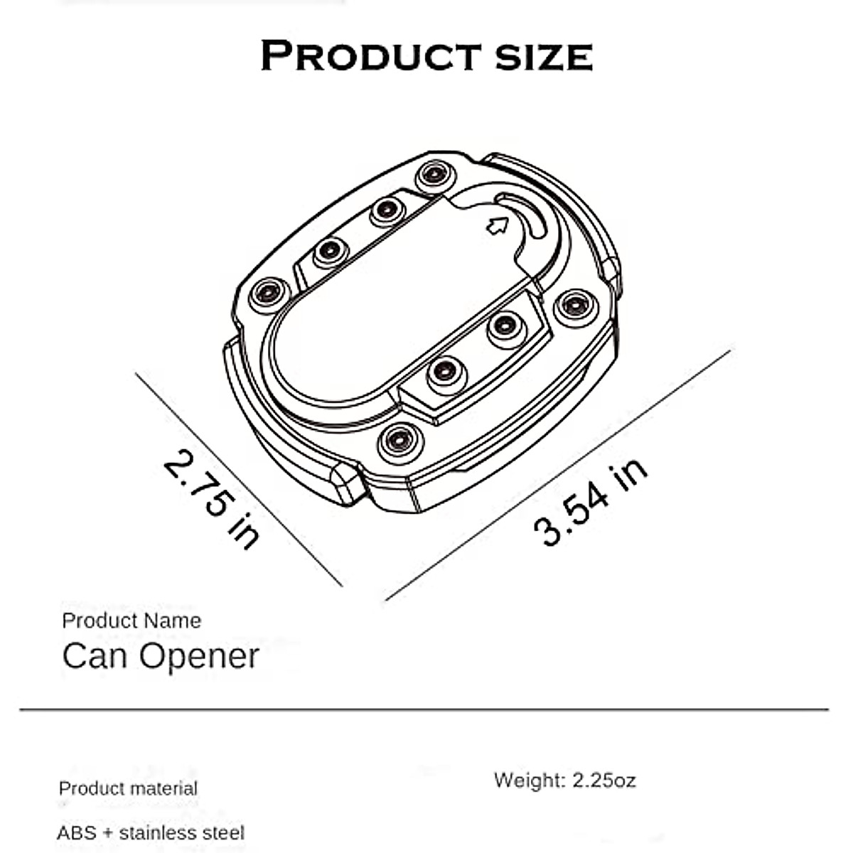 Can Opener Manual Beer Hand Held Safety Easy Camping Side Cut Can Openers Cover Smooth Edge, with Bottle Opener Black