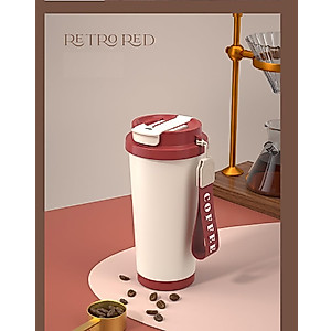 Stay Cool and Stylish with our Stainless Steel Iced Coffee Cup - 17.9oz, Red -Ceramic Inner Lining Includes Lid and Straw!