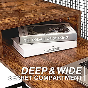 HEAO L-Shaped Desk with 2 Drawers and Cabinet, Industrial Style Home Office Desk W/Storage Shelves,Corner Desk Double Computer Table Space-Saving (Light Brown)