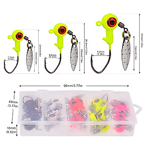 Soft Lure Jig Heads Kit - Swimbait Paddle Tail Soft Plastic Shad Lure Crappie Jigs Heads Fishing Jigs with Willow Blade for Freshwater Saltwater Bass Fishing - 1/10oz 25pcs Jig + 50pcs Soft Baits Set