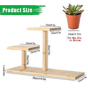 QUMENEY Desktop Plant Stand Indoor Bamboo Mini 3 Tiered Windowsill Shelf Desk Tabletop Shelf Holder Desk Organizer Display Rack for Outdoor Garden Balcony Patio