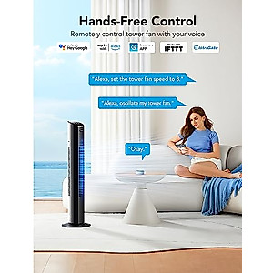 GoveeLife 36'' Smart Tower Fan for Bedroom Bundle with Hygrometer Thermometer H5104, Bluetooth Room Temperature Monitor with APP Alert and 2 Years Date Storage Export, Remote LCD Digital Display