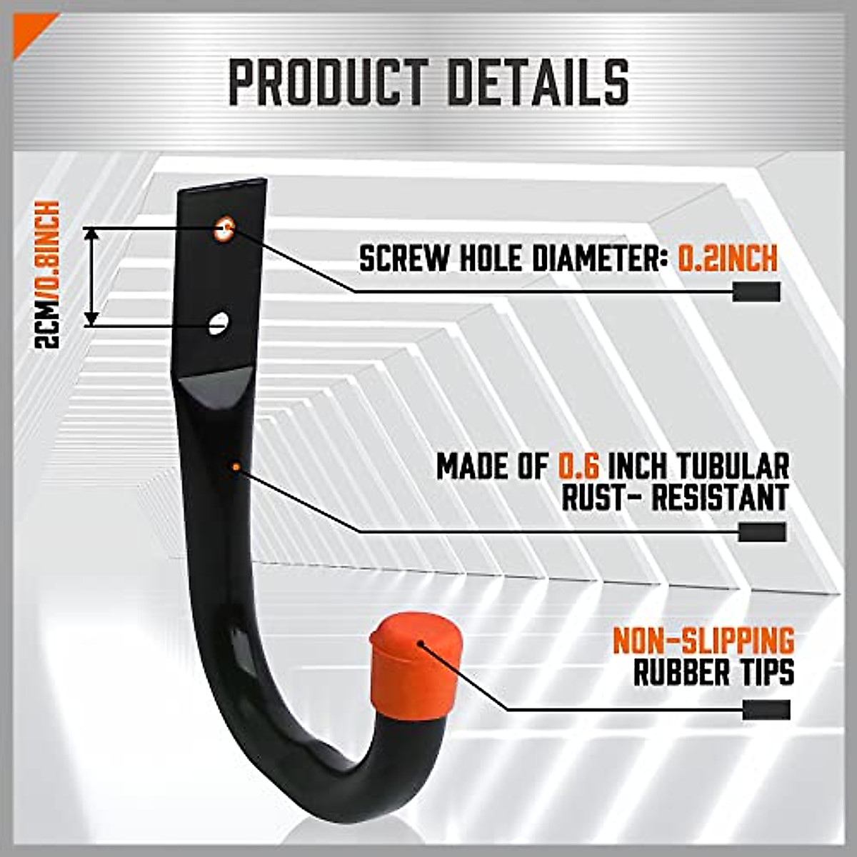 HORUSDY 6 Pack Garage Hooks, Utility Hooks, Garage Hooks Heavy Duty Wall Hooks