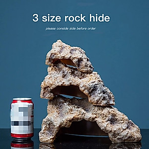 AWXZOM Reptile hideouts Come with Dinosaur Skull Hideout, Reptile Rock Reptile Cave Hideout Habitat Decor Ornament Shelter for Snake Geckos Lizards Bearded Dragon Turtle Snake Amphibians (Middle)