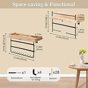 Lolalet Hanging Jewelry Organizer Wall Mount Jewelry Organizer with Earrings Holder Bracelets Holder Necklaces Hooks, Easy Install Free Combination Jewelry Holder for Wall Bathroom -Set of 2, Black