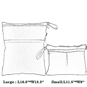 Damero 2pcs Travel Wet and Dry Bag, Reusable Wet Bags Organizer with Two Zippered Pocket for Cloth Diaper, Pumping Parts, Swimsuit and Gym, Jungle