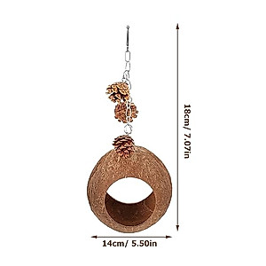 POPETPOP Coconut Shell Nest Bird Bed Bird Nest Tent Parrot Bed Parrot Supply Cage Parrot Hammock Bird Sleeping Tent Parrot Hut Bird Cage Hanging Hammock Bird House Parrot Nest Soft