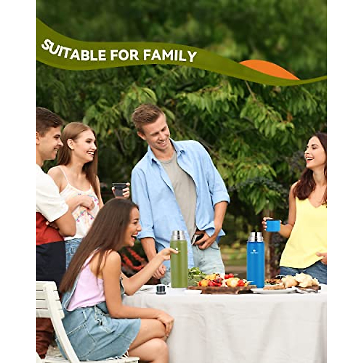 Classic Vacuum Insulated Wide Mouth Flask Bottle, BPA-Free 18/8 Stainless Steel Insulated Beverage Bottle for Cold & Hot Thermos, Keeps Liquid Hot 12hrs or Cold for Up to 24 Hours