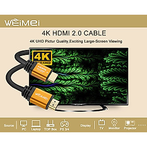 WEIMEI 100 Feet 4K HDMI Cable 2.0 HDMI Cord 100ft with IC Booster Support 4K@60Hz UHD 2160P Ethernet 3D ARC with Gold-Plated Connector and Bare Copper Conductor (from 6ft to 100 ft for Choices)