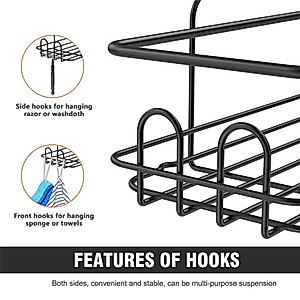 2-Pack Shower Caddy Basket Shelf with Hooks Stainless Steel for Shampoo Conditioner No Drilling Adhesive Bathroom Storage Organizer ,Kitchen Spice Racks
