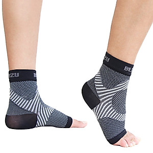 Foot & Ankle Brace Socks - Plantar Fasciitis Relief Neuropathy Socks, Arch Support for Women & Men, Ankle Compression Sleeve for Heel Spurs, Tendonitis, Ankle Wrap for Sprained Ankle Black S-M