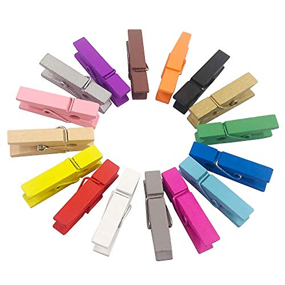 (Pack of 128) Mini Wooden Colored clothespins,16 coloers Each 8pcs