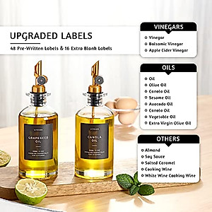 VITEVER Olive Oil Dispenser, Glass Oil Bottle Set,Coffee Syrup Dispenser for Kitchen, Orange-ish Cooking Oil and Vinegar Dispenser Set with Weighted Pourer, Funnel and 64 Labels