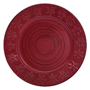 Pfaltzgraff Trellis Snowflakes 12 Piece Dinnerware Set, Service For 4, Red