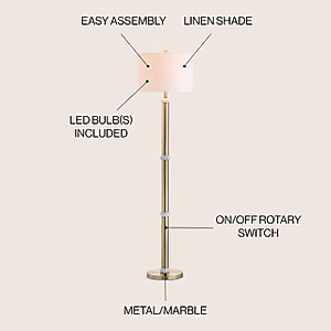 JONATHAN Y JYL1088A Gregory 60.5" Metal/Marble LED Floor Lamp Contemporary,Transitional for Bedrooms, Living Room, Office, Reading, BrassGold/White