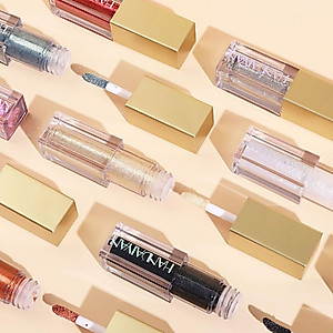 BEUKING Liquid Eye shadow 12 Colors White/Purple/Black/Red/Pink/Orange/Silver Waterproof Long Lasting Glitter Highlighter Pearlescent Shiny Eye Shadow Sequin Eye Silky Cosmetics For Daily Makeup (1#)