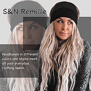 S&N Remille Wide Boho Headband for Women Extra Large Turban Elastic Non-Slip Headbands Hairband Accessories for Yoga, Sports 6 Pack
