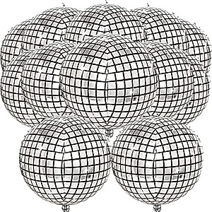 12 Pack Disco Balloons,22 Inch Large Disco Balloons 4D Silver Laser Balloons Metallic Mirror Mylar Balloons for 70s Disco Party Decorations Birthday Party