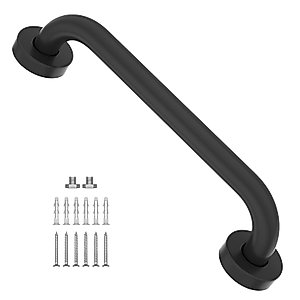 Matte Black Shower Grab Bar 12 Inch-1" Diameter, iMomwee Stainless Steel Small Safety Bars Bathroom Balance Support Bar, Assist Handle Wall Handrail Mobility Aids for Handicap Elderly Senior Disabled