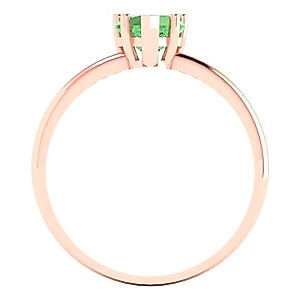 Clara Pucci 1.0 ct Heart Cut Solitaire Green Simulated Diamond 5-Prong Engagement Bridal Promise Anniversary Ring 18K Rose Gold Size 8.5