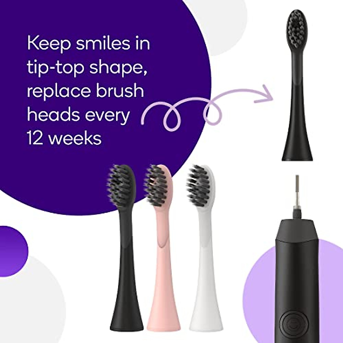 BURST Toothbrush Heads - Genuine BURST Electric Toothbrush Replacement Heads for BURST Sonic Toothbrush – Ultra Soft Bristles for Deep Clean, Stain & Plaque Removal - 3-Pack, Rose Gold