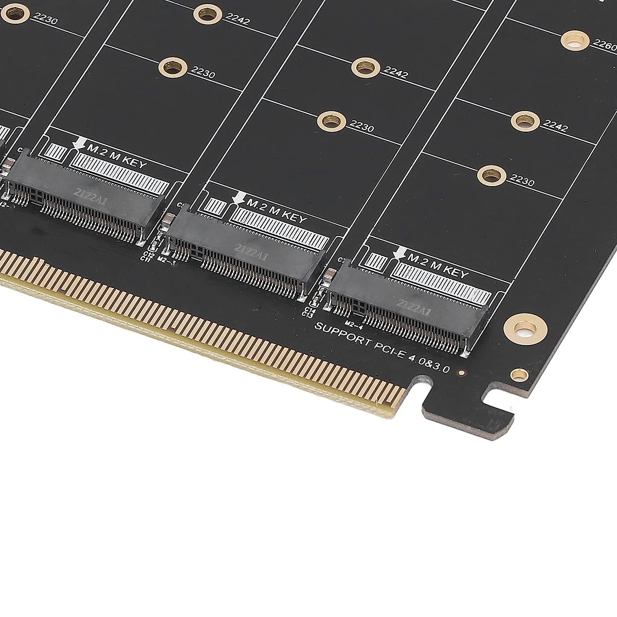 M.2 NVME SSD to PCIE X16 Adapter, 4x32Gbps M.2 NVME (m Key) SSD to PCIe 3.0 x 4 Port Host Controller Expansion Card with Individual LED Indicator