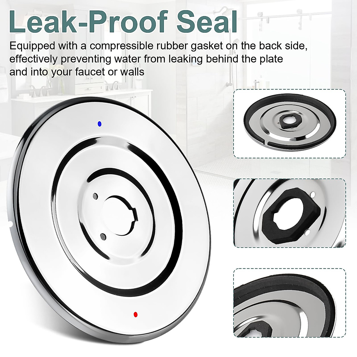 Shower Faucet Cover Plate Escutcheon Replacement for Moen 16090 Chateau Collection Shower Escutcheon Plate, Shower Trim Plate Kit Parts for One-Handle Tub and Shower Faucets, Chrome