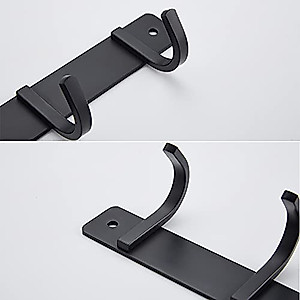 304 Stainless Steel Black Bathroom Hook Bathroom Toilet Towel Hook Coat Hook Row Hook Bath Towel Hook one-Piece Hook Kitchen Storage Hook Key School Bag Hook (Black, 3-Row Hook)…