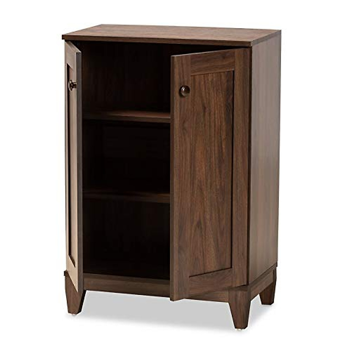 Baxton Studio Nissa Walnut Brown Finished Wood 2-Door Shoe Storage Cabinet