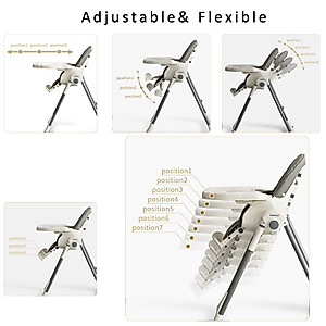 Bebehut Adjustable High Chair for Babies & Toddlers, Adjustable Height, Footrest and Recline, Free Toys Bar for Fun (Black)