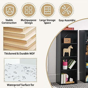 BOLGTO 70.9-inch Tall Narrow Bookcase, 8-Shelf Display Bookshelf with Adjustable Shelves Multi-Functional Floor Standing Display Storage Cabinet Home Decor Furniture for Home Office Living Room,Black