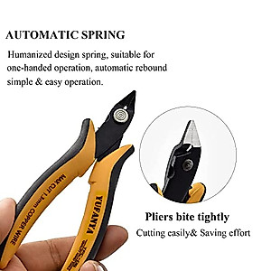 Micro Flush Cutter,Ultra Sharp Micro Wire Cutter Side Cutter with Internal Spring & Soft Rubber Handle,Diagonal Cuting Pliers for Electronics,jewelry making,Plastic,Zip Ties,Yellow & Black