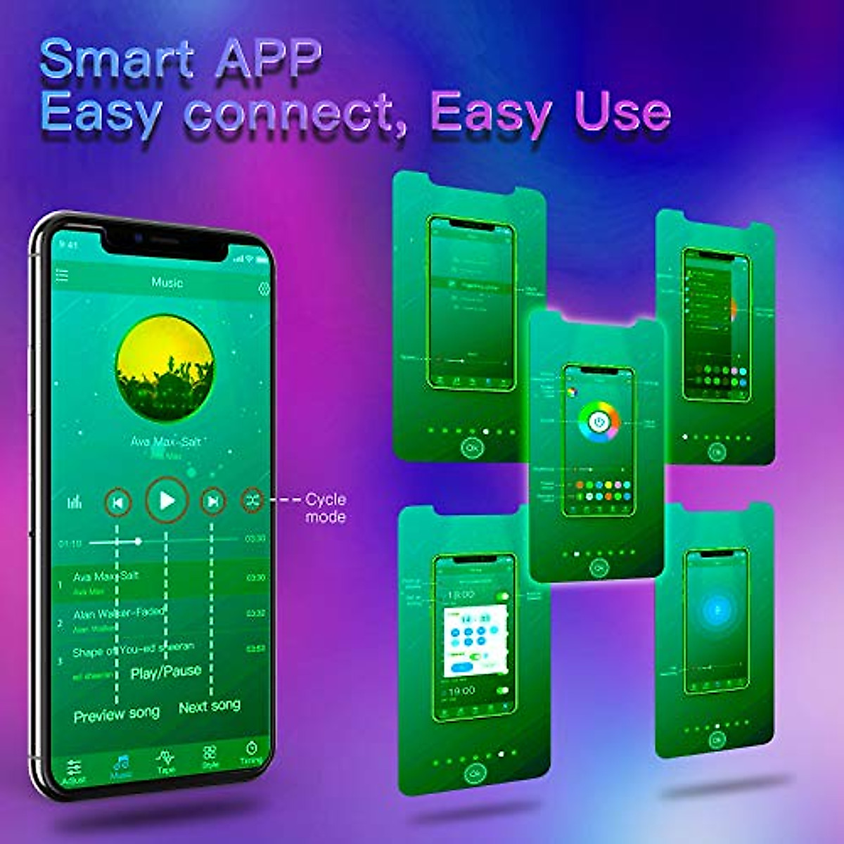 TJOY 19.6ft Under Cabinet Lighting + 50ft Bluetooth LED Strip Lights, 6PCS Dimmable 2700k-6500k Warm White to Daylight Bright LED Strip Light Bars for Kitchen Cabinet, Counter, Shelf